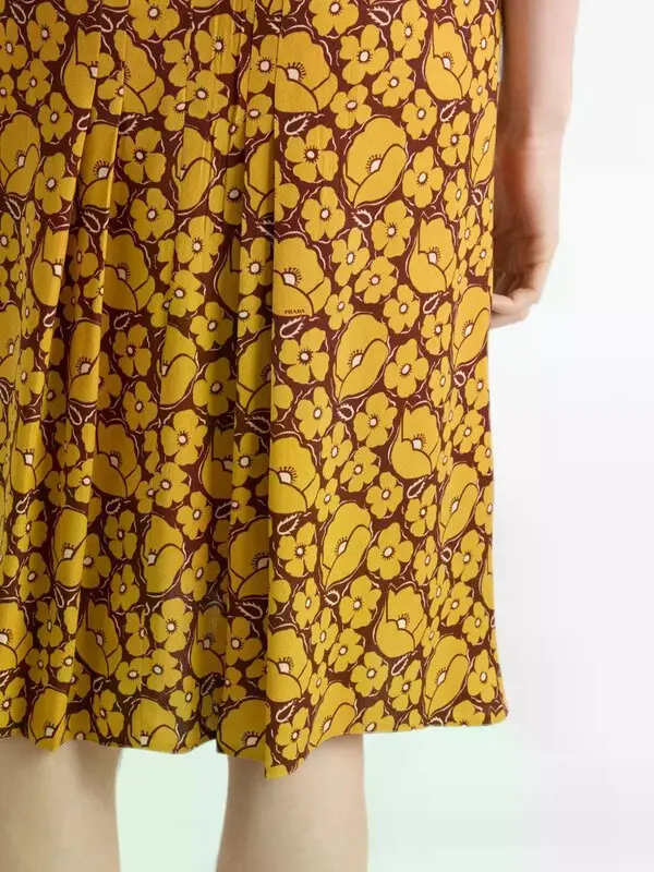 Prada Embroidered Floral Print Sablé Dress
