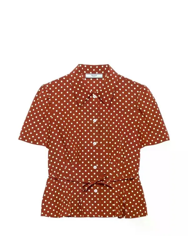 Prada Polka Dot Marocain Shirt - Brown