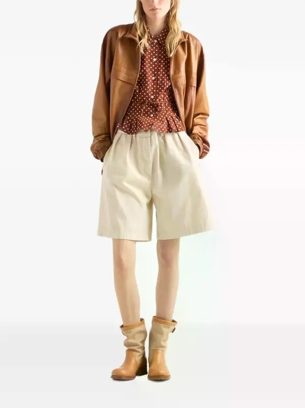 Prada Polka Dot Marocain Shirt - Brown