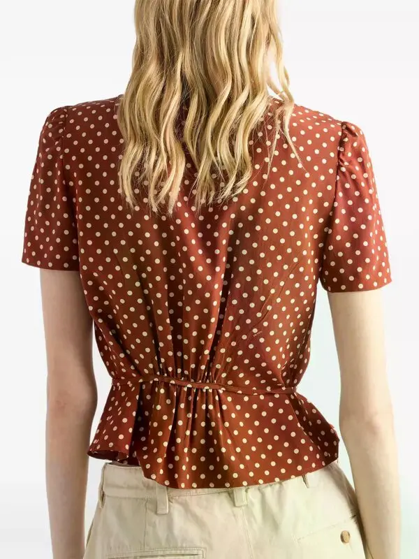 Prada Polka Dot Marocain Shirt - Brown