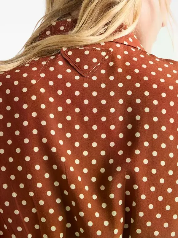 Prada Polka Dot Marocain Shirt - Brown
