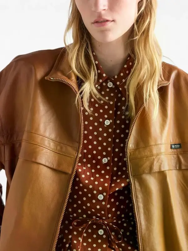 Prada Polka Dot Marocain Shirt - Brown