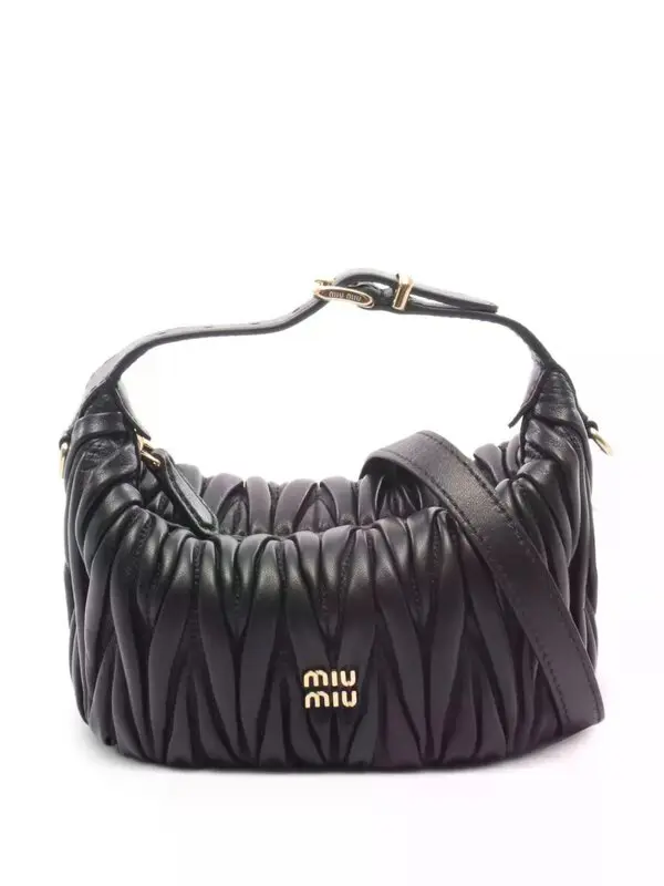 Miu Miu Matelassé Leather Shoulder Bag - Black