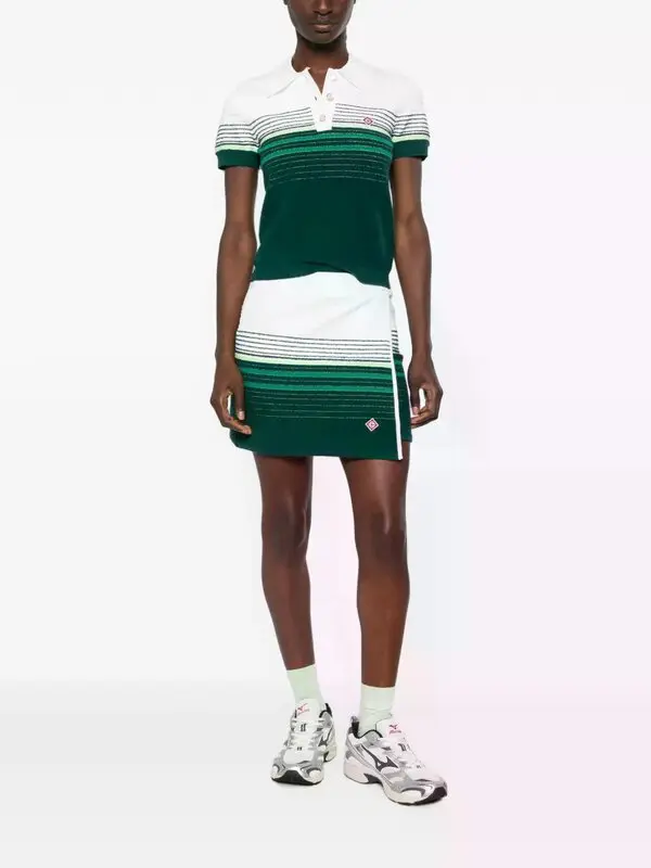 Casablanca Striped Wrap-front Mini Skirt