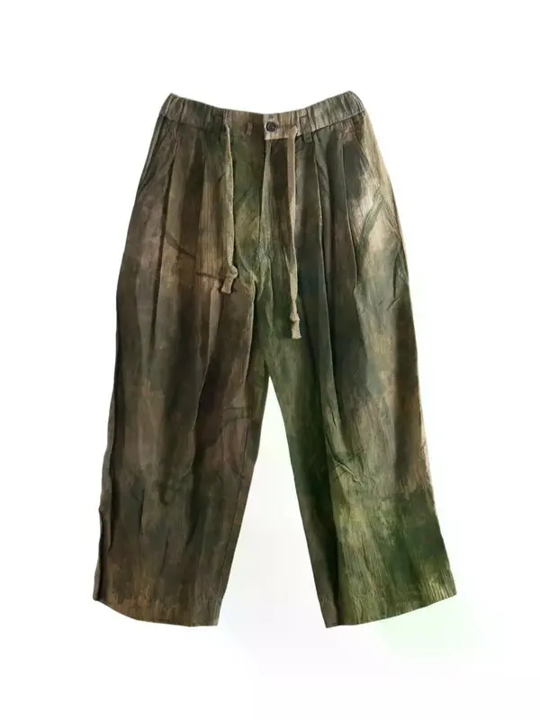 ZIGGY CHEN Abstract Pattern Pleated Trousers