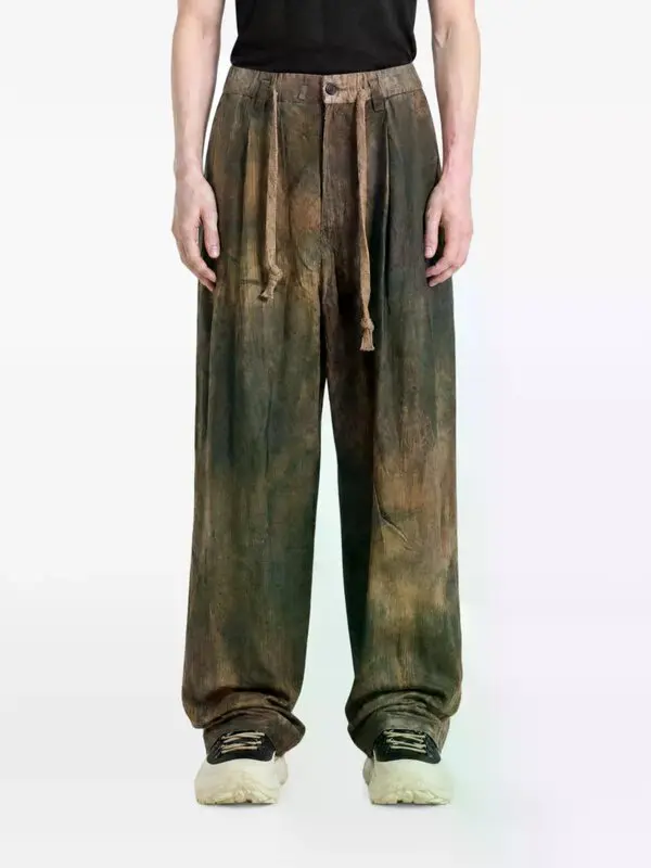 ZIGGY CHEN Abstract Pattern Pleated Trousers