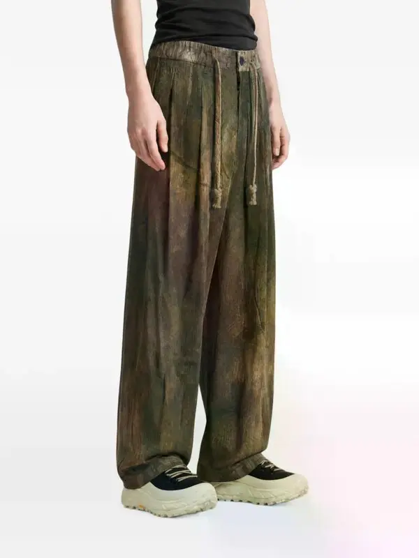 ZIGGY CHEN Abstract Pattern Pleated Trousers