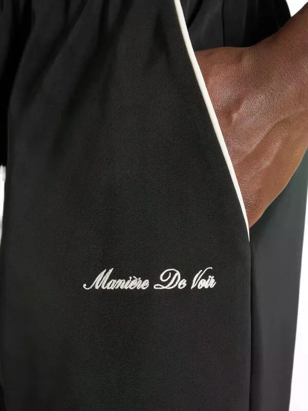 Manière De Voir Signature Piped Track Pants - Black