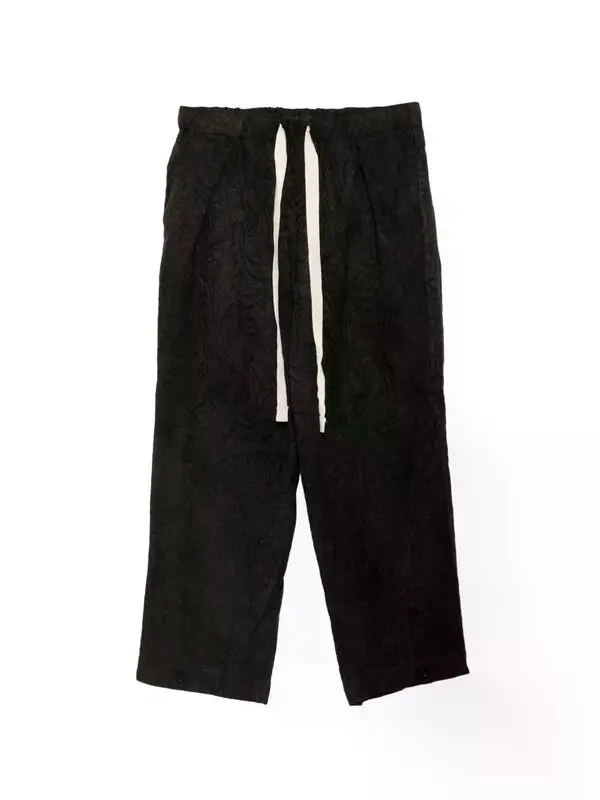 KLASICA Paisley-jacquard Drawstring Trousers - Black