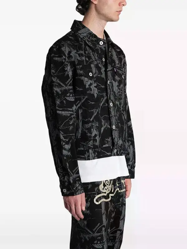 BILLIONAIRE BOYS CLUB - ICE CREAM Tree Camo Graphic-print Denim Jacket - Black