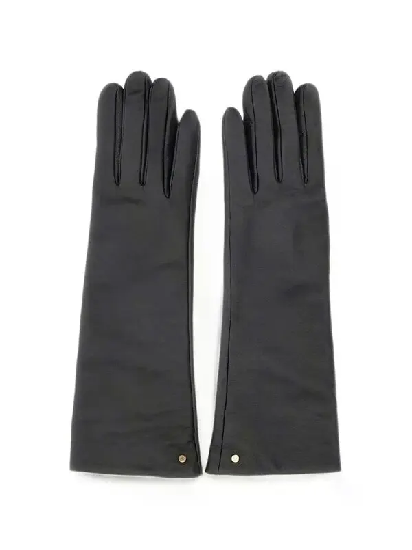 GIANNI CHIARINI Leather Gloves With Logo Detail - Black