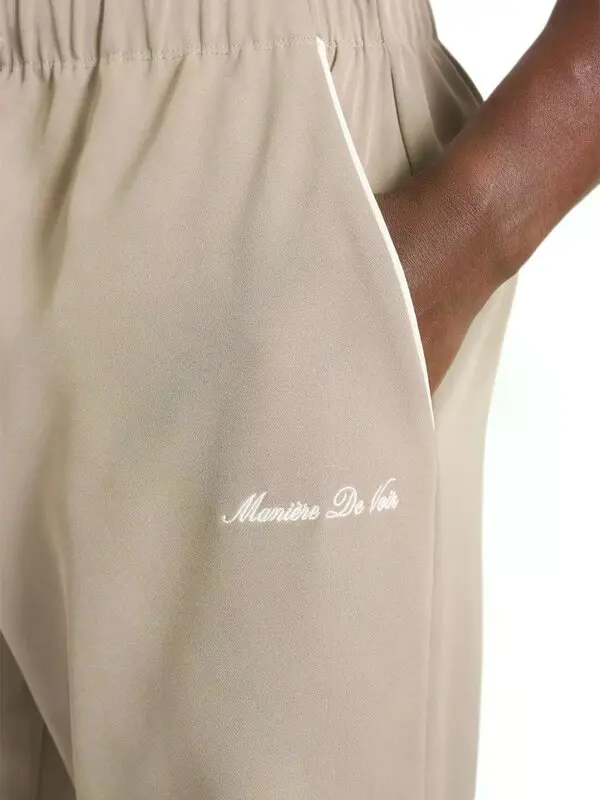 Manière De Voir Signature Piped Track Pants Taupe