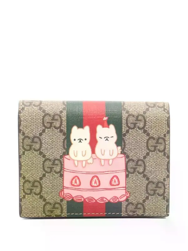 Gucci X Pikarar 2010s Gg Supreme Wallet - Brown