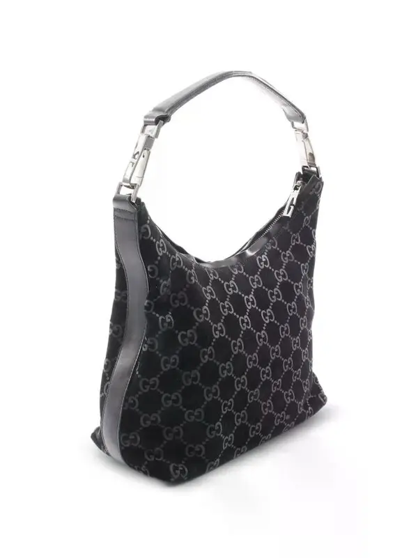 Gucci 2000s Gg Pattern Suede Shoulder Bag
