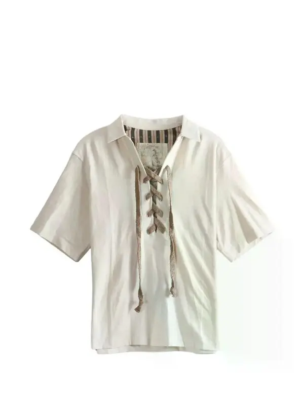 ZIGGY CHEN Lace-up Short-sleeve Shirt