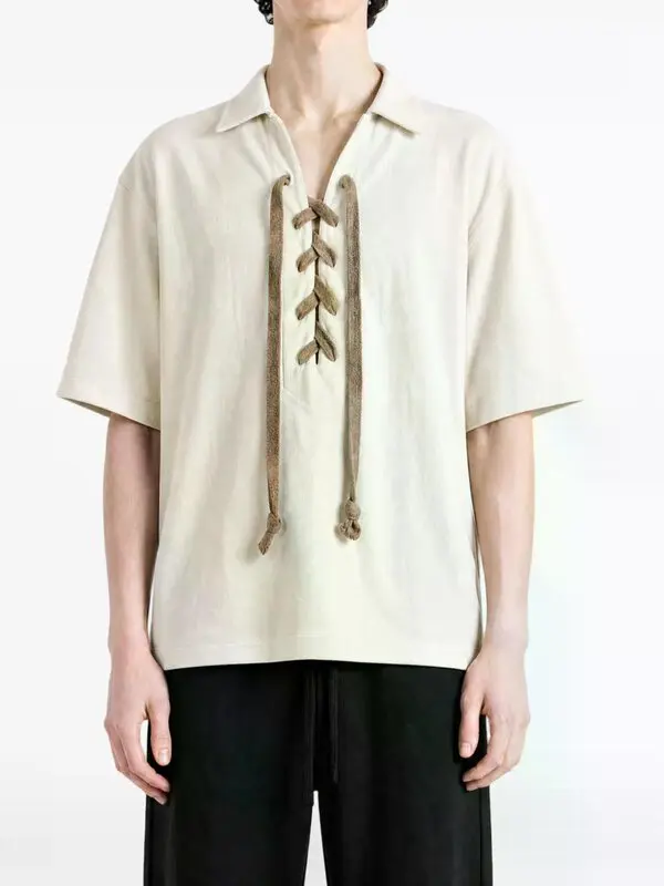 ZIGGY CHEN Lace-up Short-sleeve Shirt