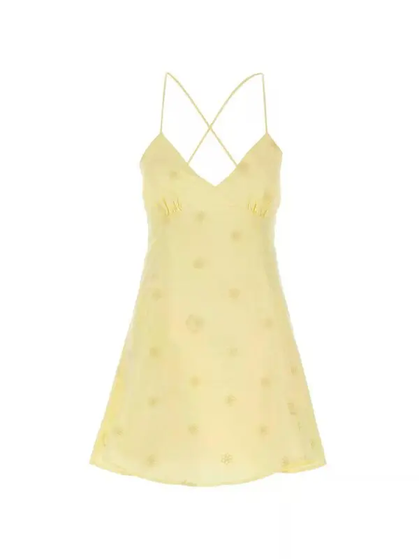 MC2 SAINT BARTH Marge Floral-embroidered Mini Dress - Yellow