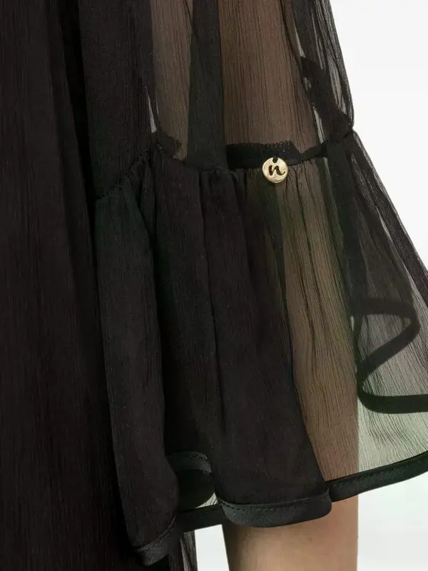 NISSA Silk Midi Dress With Draped V-neckline