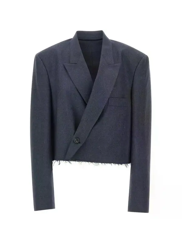 MAISON MARGIELA Raw-cut Cropped Blazer - Blue