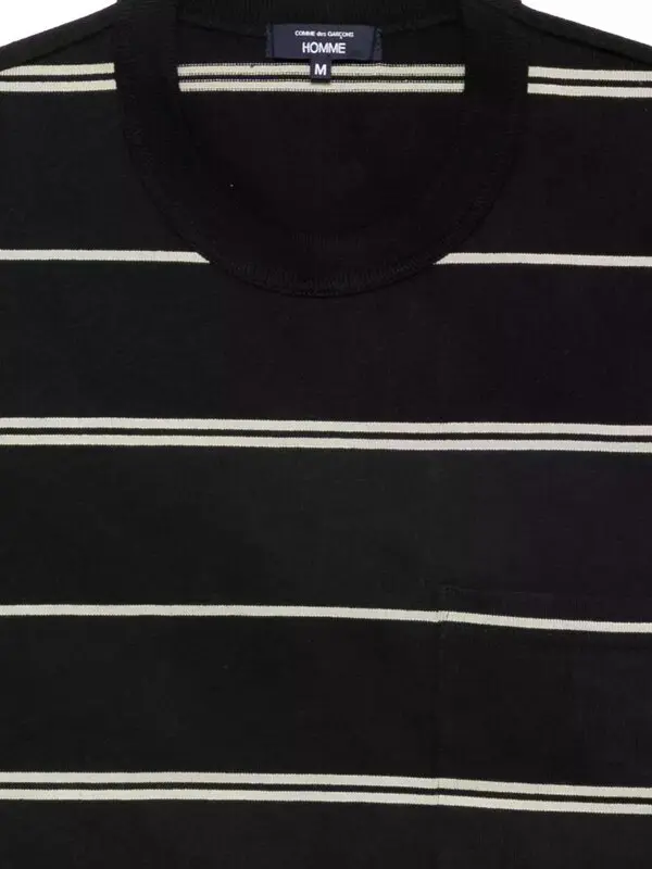 Comme Des Garçons Striped Patch-pocket T-shirt