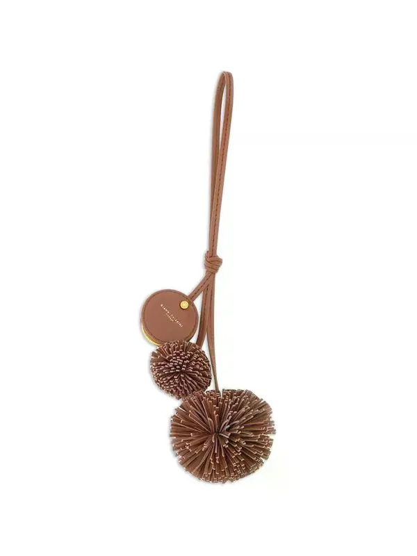 GIANNI CHIARINI Double Pom-pom Keyring - Brown