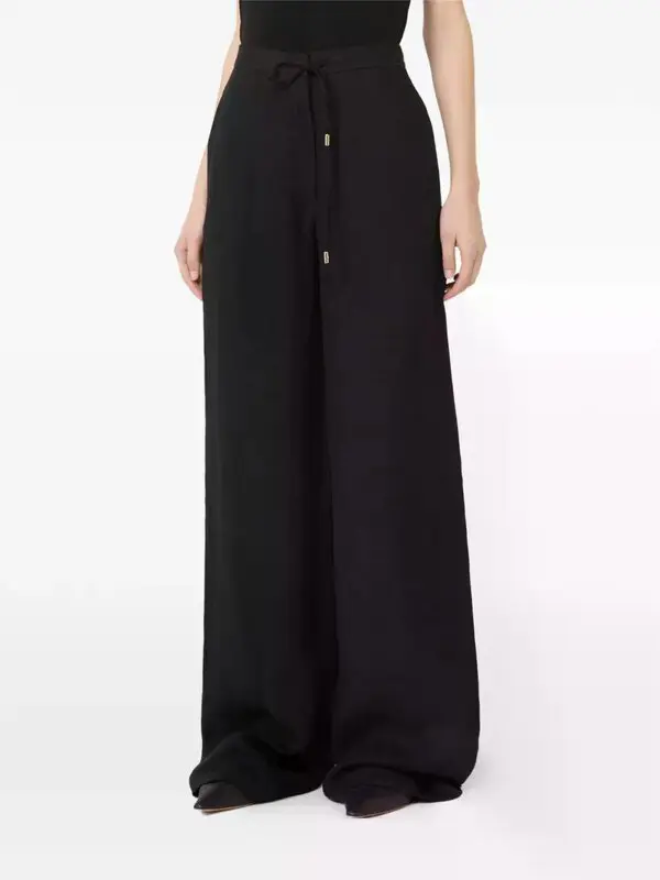 Max Mara Drawstring Linen Trousers - Black