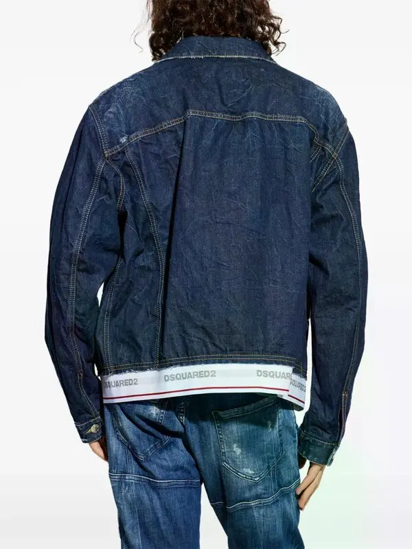 Dsquared2 Distressed Logo-trim Denim Jacket