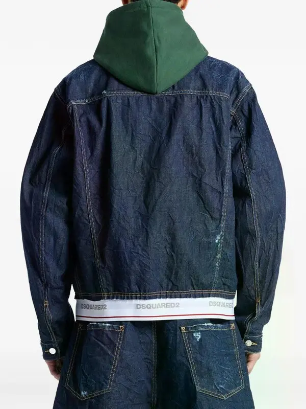 Dsquared2 Distressed Logo-trim Denim Jacket