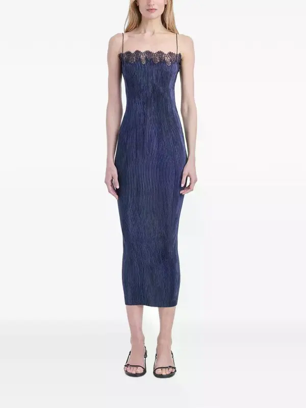 FFORME Lumie Lace-trimmed Plissé Dress