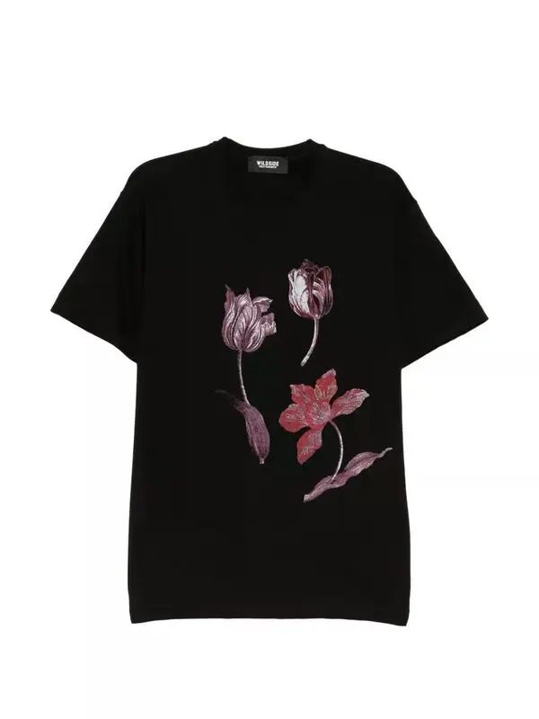 Yohji Yamamoto Floral-print T-shirt - Black