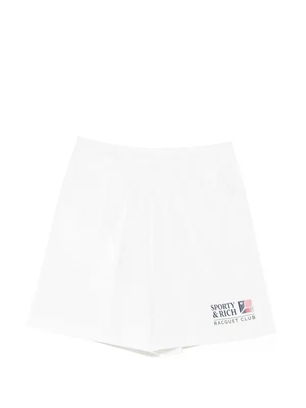 SPORTY & RICH Lena Logo-print Elasticated Shorts - White