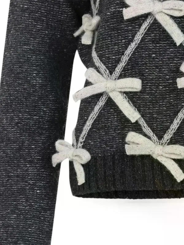Moschino Argyle Bow-embellished Wool Sweater