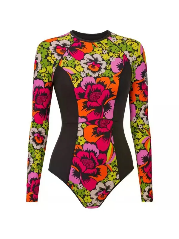 Rip Curl Mirage Floral-print Long-sleeve Swimsuit - Black