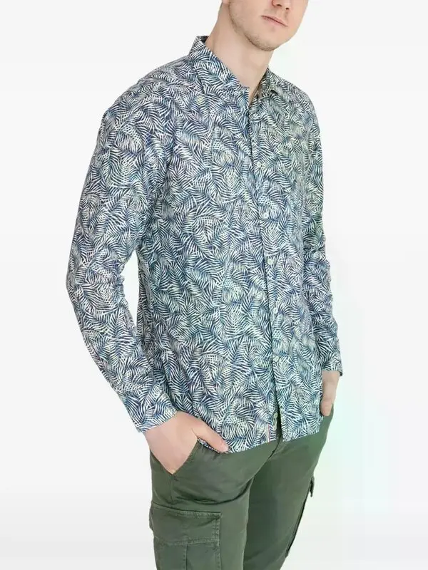 TINTORIA MATTEI 954 Palm-print Long-sleeve Shirt