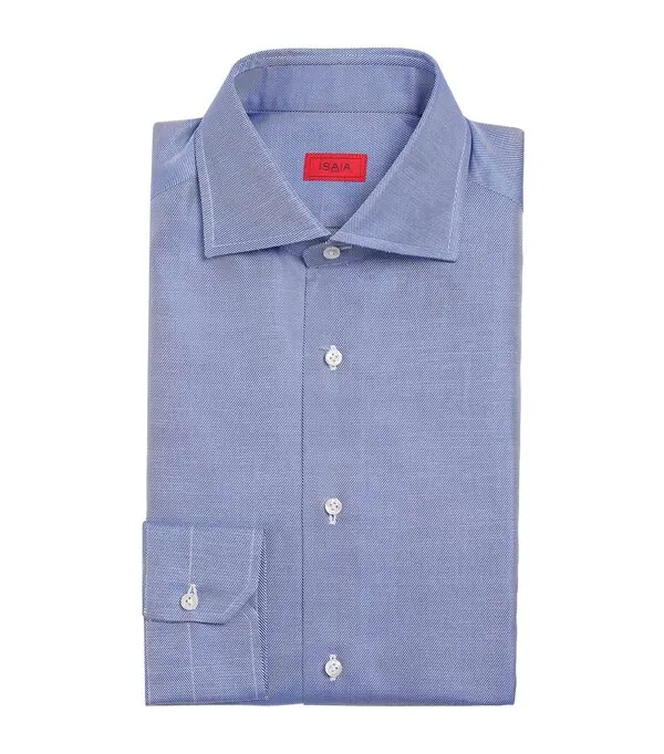 Isaia Cotton Mix Dress Shirt - Blue