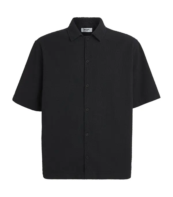 WAX LONDON Cotton Seersucker Keats Short-sleeve Shirt - Black