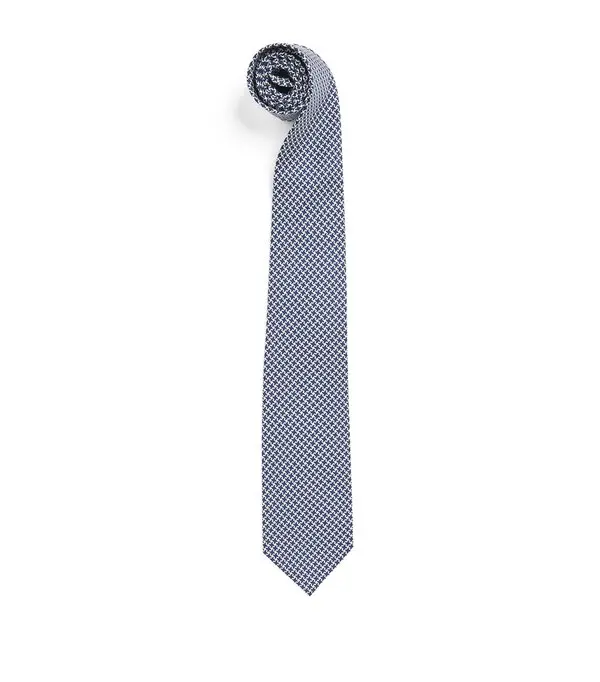Isaia Silk Houndstooth Jacquard Tie