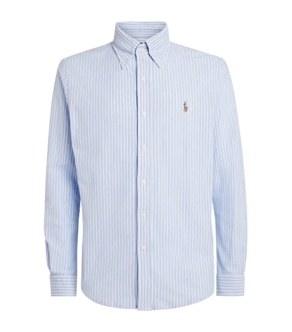 Polo Ralph Lauren Cotton Mesh Stripe Oxford Shirt - Blue