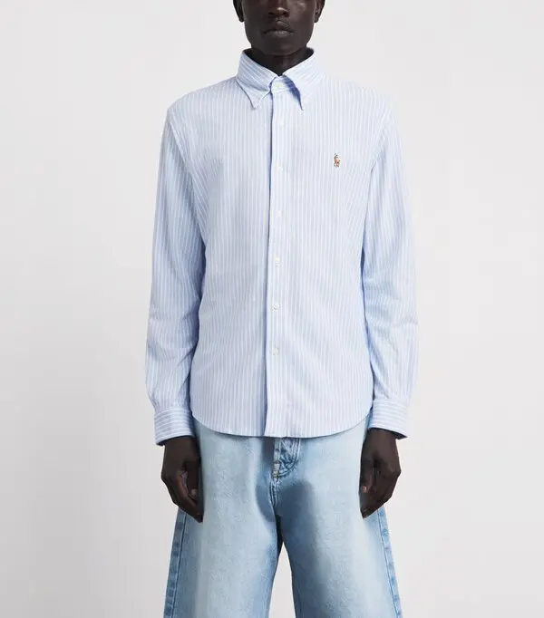 Polo Ralph Lauren Cotton Mesh Stripe Oxford Shirt - Blue
