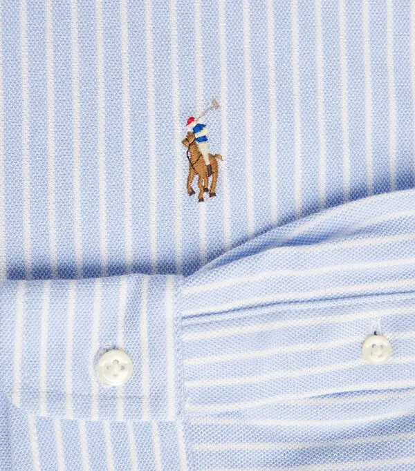 Polo Ralph Lauren Cotton Mesh Stripe Oxford Shirt - Blue