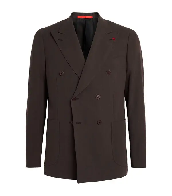Isaia Linen Double-breasted Blazer