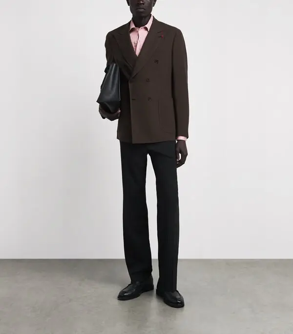 Isaia Linen Double-breasted Blazer