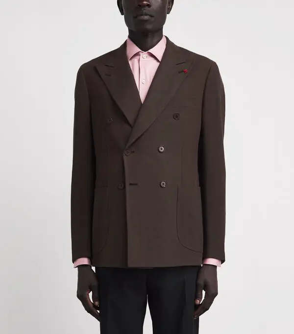 Isaia Linen Double-breasted Blazer