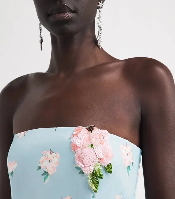 LEO LIN Floral Nora Strapless Gown