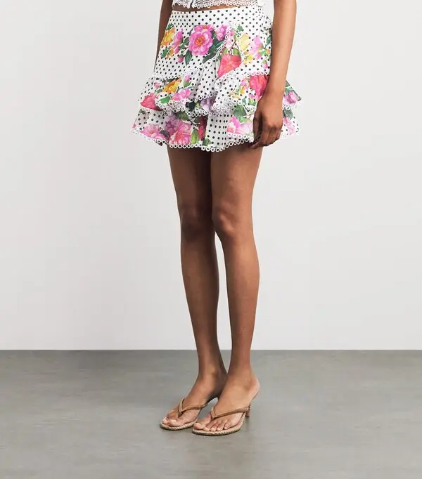 Charo Ruiz Ibiza Floral Ruffle Mini Skirt