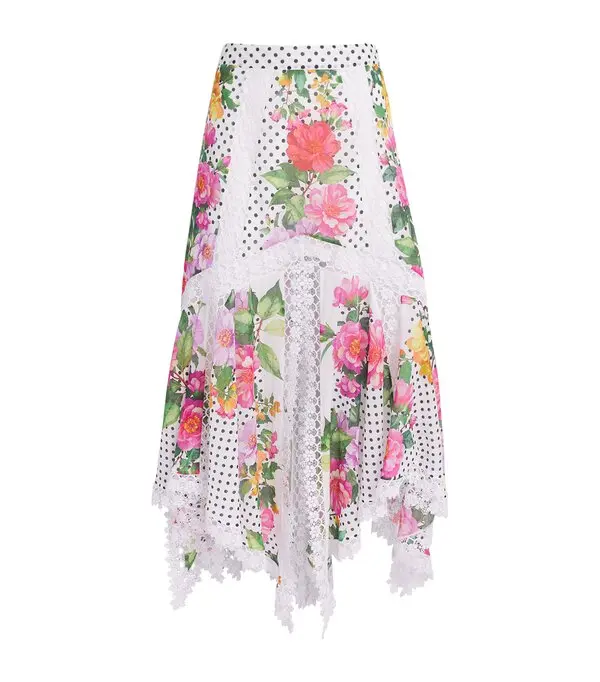 Charo Ruiz Ibiza Floral Printed Midi Skirt - White