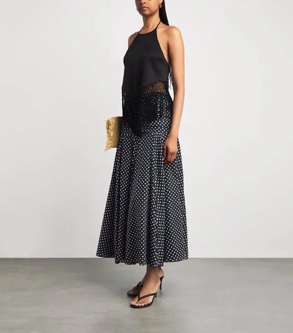 Charo Ruiz Ibiza Polka Dot Chiffon Maxi Skirt