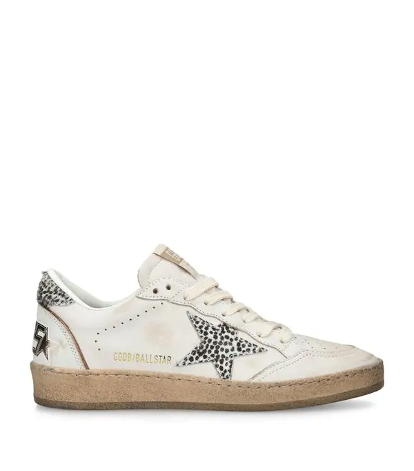 GOLDEN GOOSE Leather Dalmation Ballstar Sneakers - White
