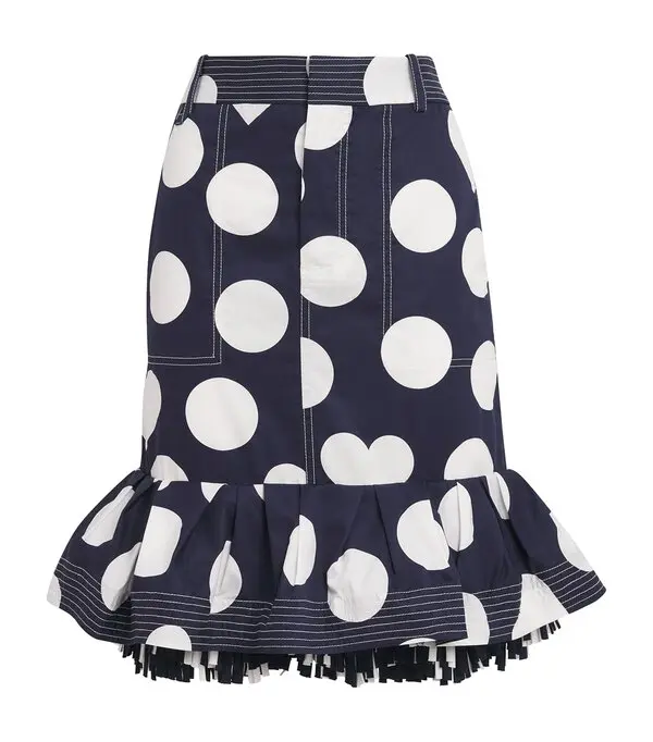 Jacquemus Cotton Polka Dot Midi Skirt - Navy