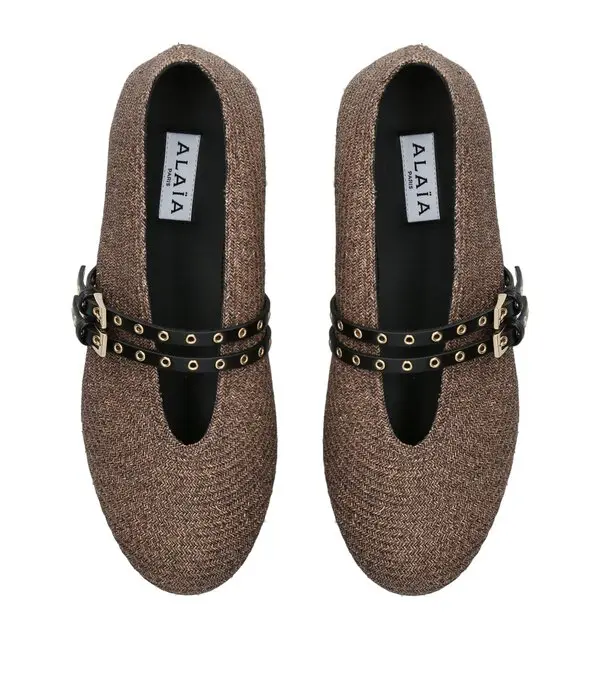 Alaïa Raffia-leather Ballet Flats